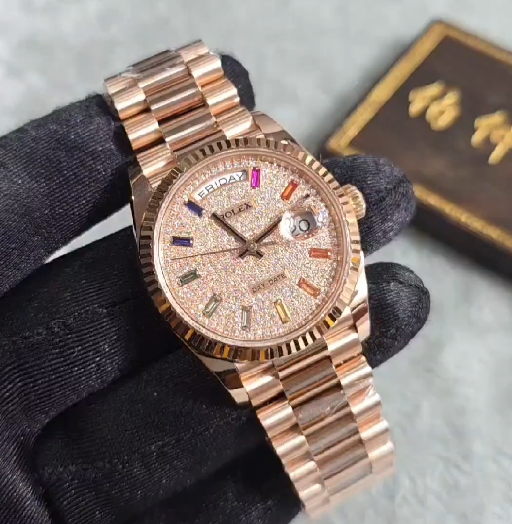 【Video Reviews】-Modified Rolex Day-Date 128235 – 36mm Rose Gold “Starry ...